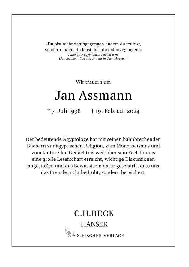 Jan Assmann ist tot
